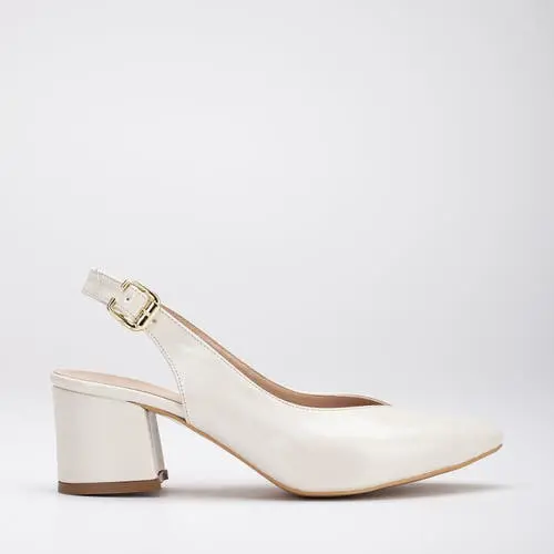 FOREVER & ALWAYS SHOES Emma Slingback Heels - Ivory