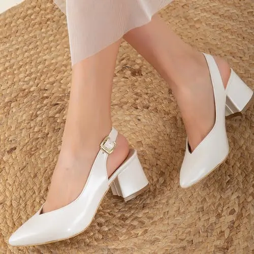 FOREVER & ALWAYS SHOES Emma Slingback Heels - Ivory