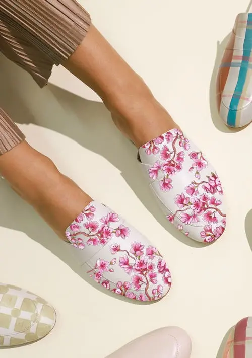 ALEPEL Floral Mules - Cherry Blossom