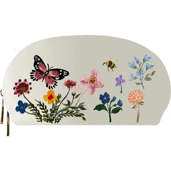 ALEPEL Hand-painted Makeup Bag - Pressed Flowers