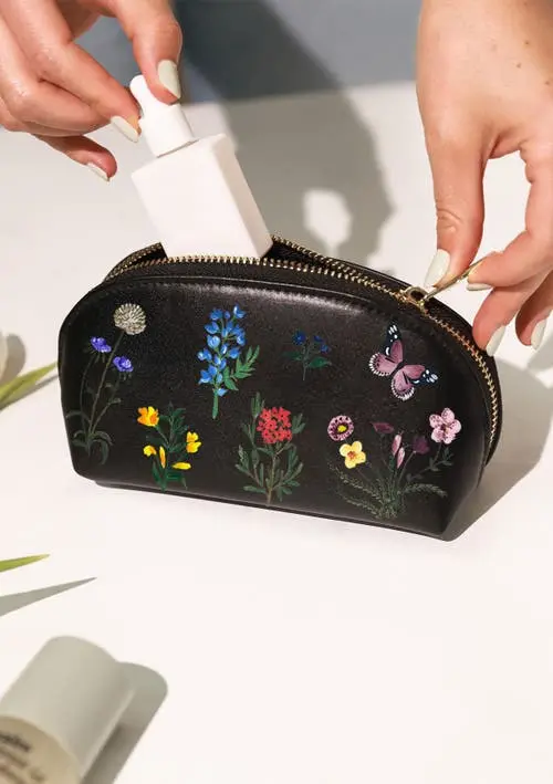 ALEPEL Hand-painted Makeup Bag - Pressed Flowers