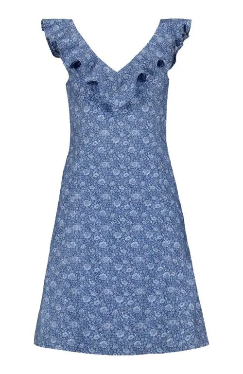 HOPE & HENRY V-neck Ruffle Shift Dress