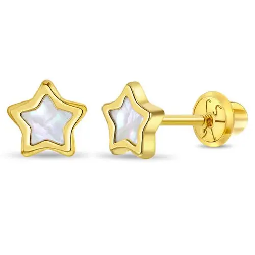 IN SEASON JEWELRY 14k Yellow Mother Of Pearl Star Stud Earrings - Gold