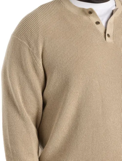 OAK HILL BY DXL Big & Tall Waffle-knit Henley Sweater