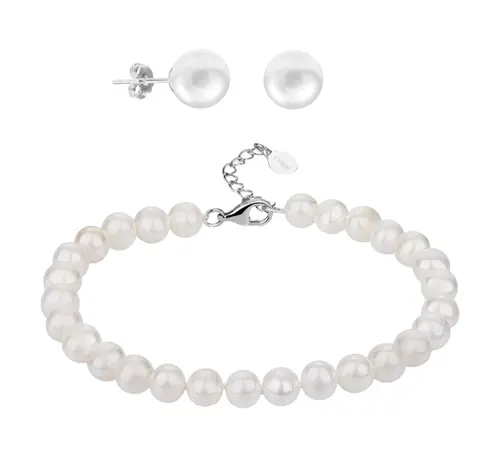 DONATELLO GIAN Name' Pearl Bracelet And Stud Earrings Set - White