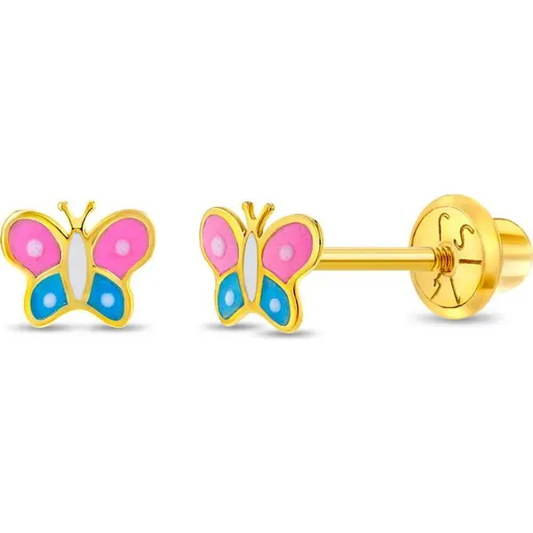 IN SEASON JEWELRY 14k Two Tone Butterfly Earrings - Pink