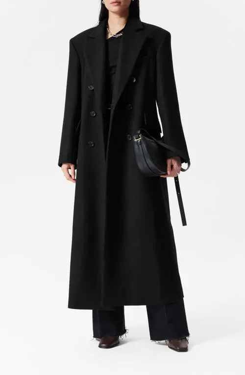 & Other Stories Longline Double Breasted Coat - Black Dark