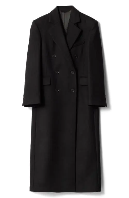 & Other Stories Longline Double Breasted Coat - Black Dark