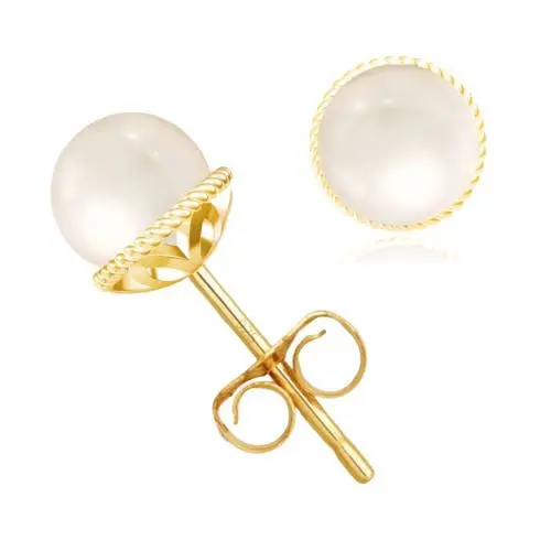 DONATELLO GIAN Name' Sterling Silver Shell Pearl Stud Earrings - Gold