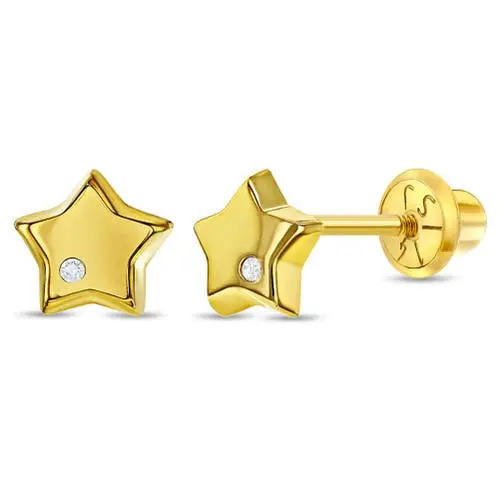 IN SEASON JEWELRY 14k Yellow Diamond Star Stud Earrings - Gold