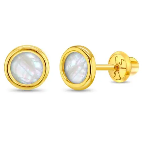 IN SEASON JEWELRY 14k Yellow Gold Mother Of Pearl Earrings - White