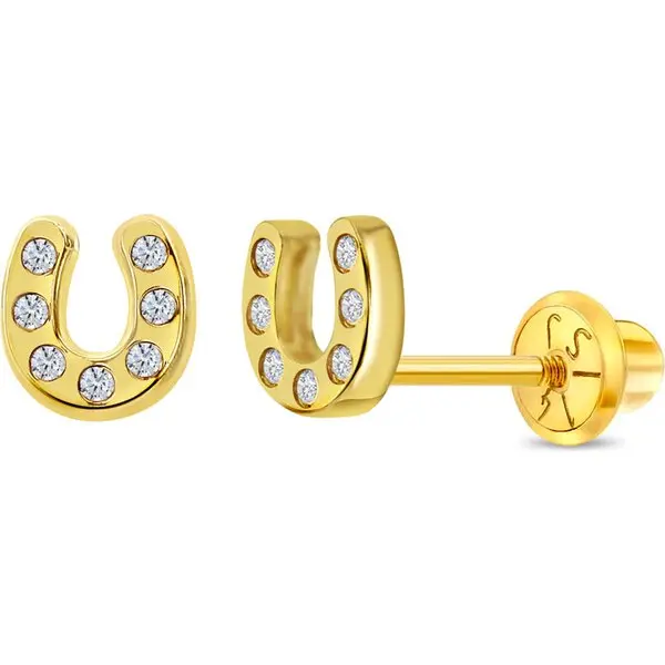 IN SEASON JEWELRY 14k Yellow Cubic Zirconia Horseshoe Earrings - Gold