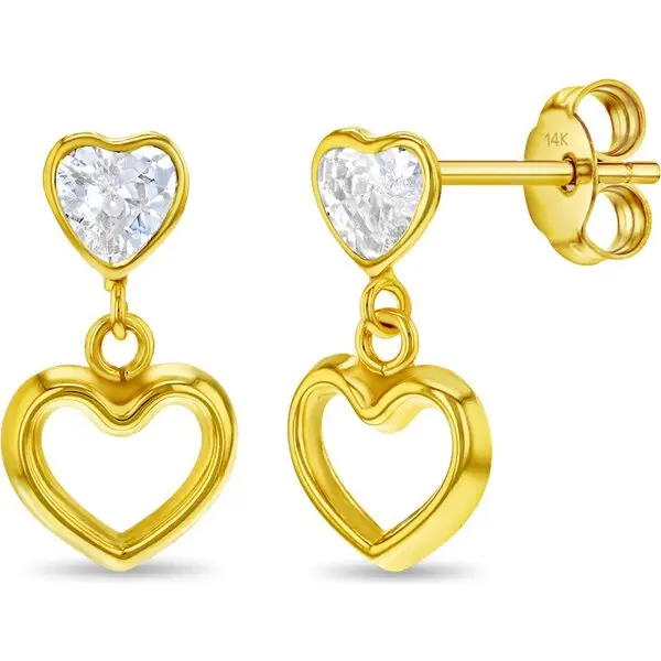 IN SEASON JEWELRY 14k Yellow Heart Dangle Earrings - Gold