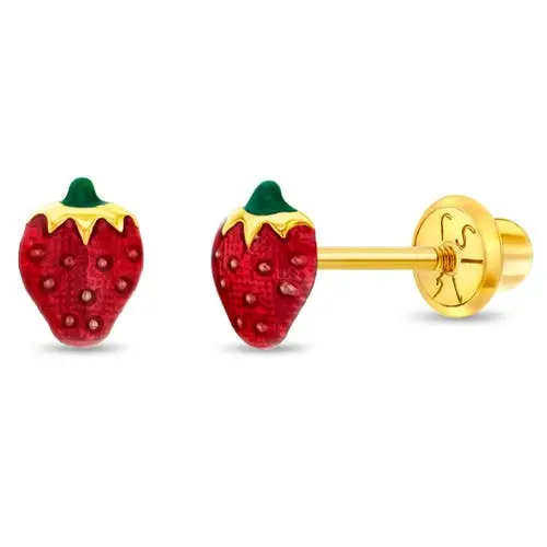 IN SEASON JEWELRY 14k Strawberry Stud Earrings - Red