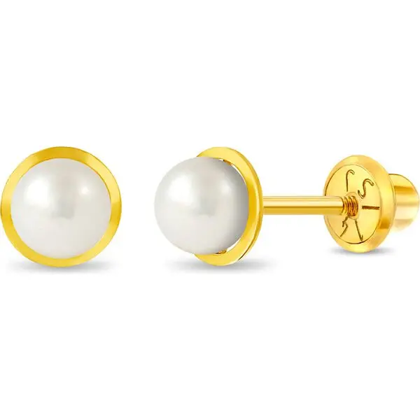 IN SEASON JEWELRY 14k Yellow Gold Cultured Pearl Stud Earrings - White