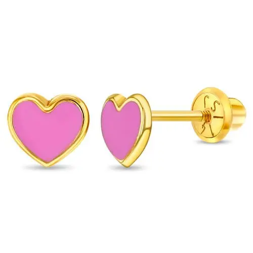 IN SEASON JEWELRY 14k Heart Earrings - Pink