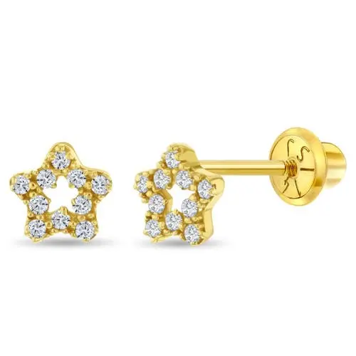 IN SEASON JEWELRY 14k Yellow Cubic Zirconia Star Stud Earrings - Gold