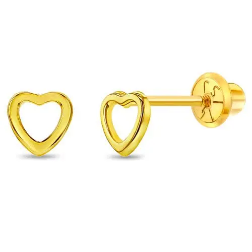IN SEASON JEWELRY 14k Yellow Open Heart Stud Earrings - Gold