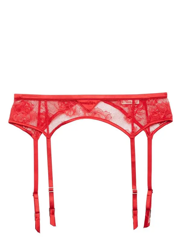 Fleur Du Mal Bouquet Lace Garter Belt - Red
