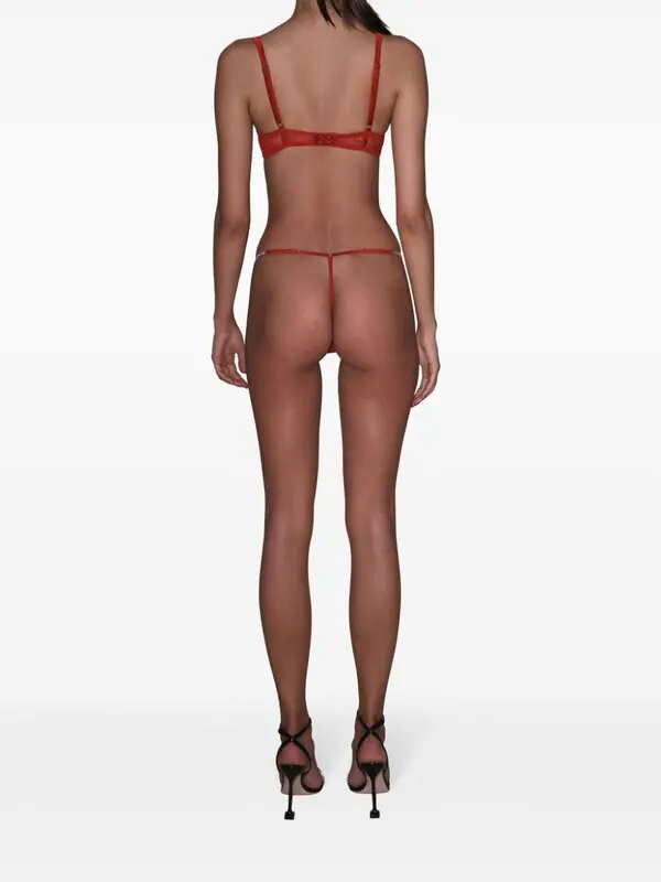 FLEUR DU MAL Crystal Bouquet Lace V-string - Red