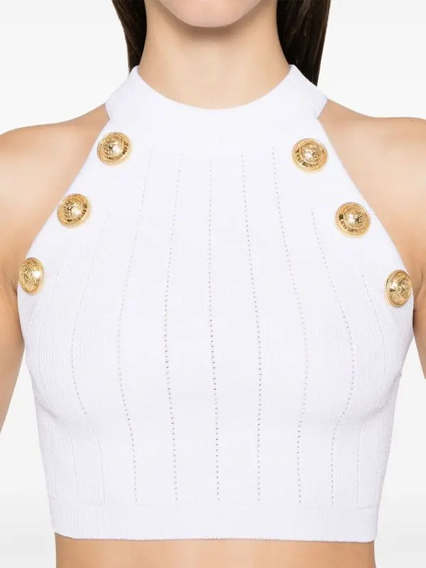 Balmain Coin Button Halter Top