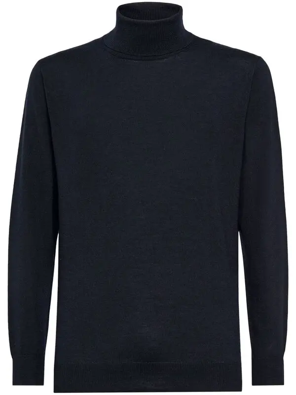 Boggi Milano Merino Wool Roll-neck Sweater - Blue