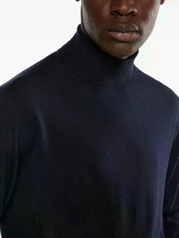 Boggi Milano Merino Wool Roll-neck Sweater - Blue