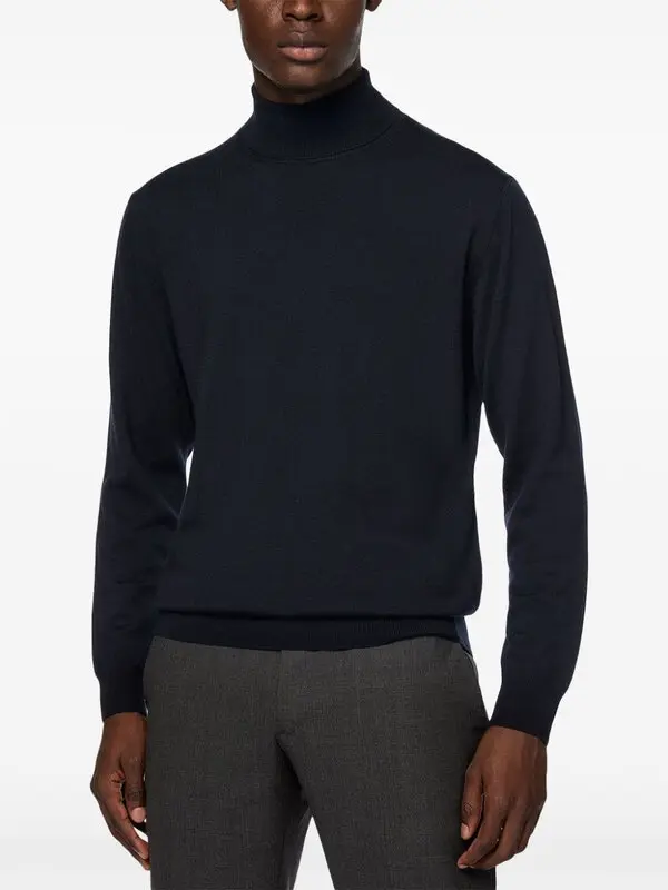 Boggi Milano Merino Wool Roll-neck Sweater - Blue