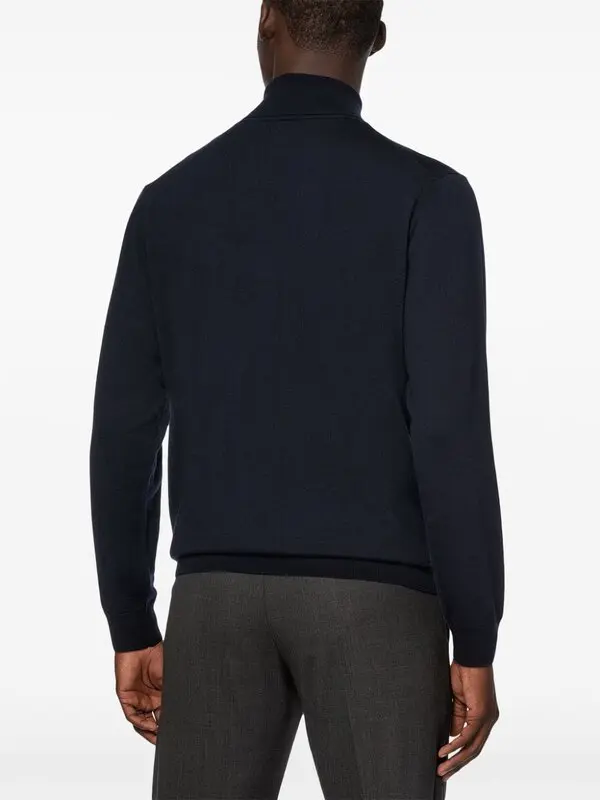 Boggi Milano Merino Wool Roll-neck Sweater - Blue