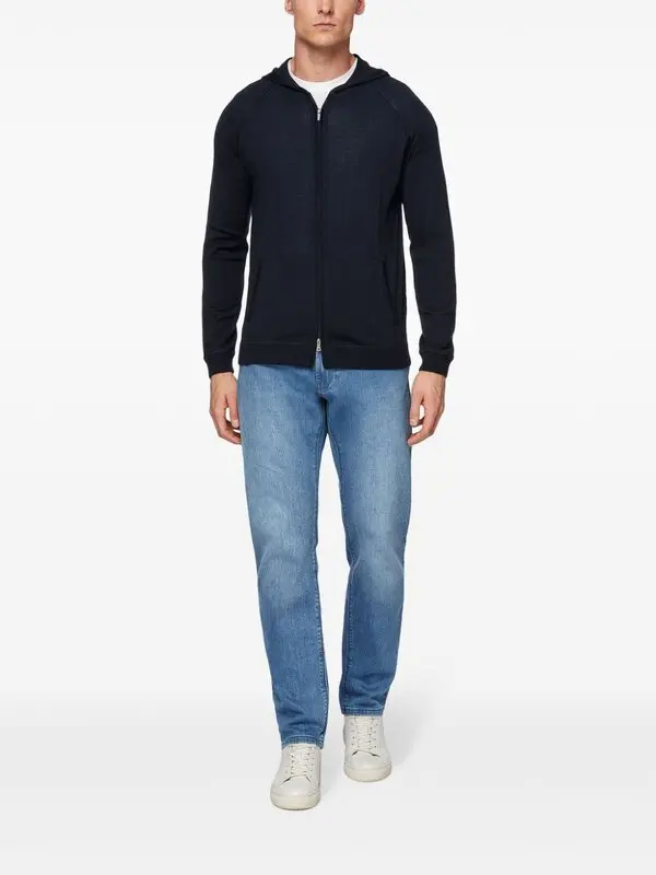 Boggi Milano Merino-wool Zip Hoodie - Blue
