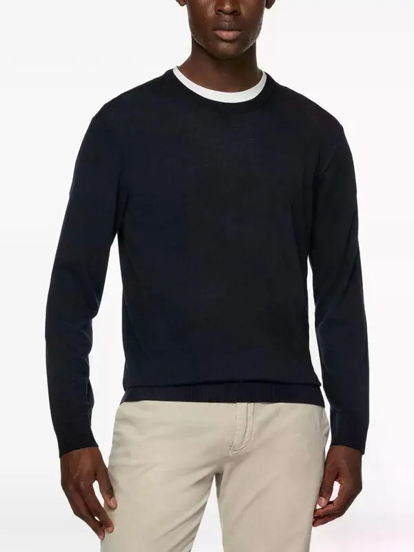 Boggi Milano Merino-wool Crew-neck Sweater - Blue