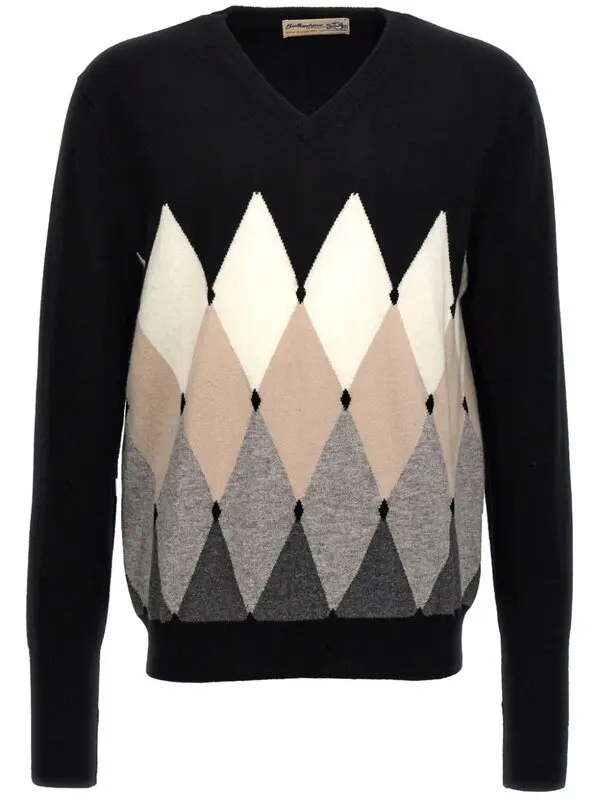 BALLANTYNE Argyle-intarsia Sweater - Black