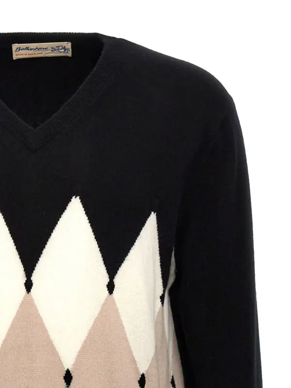 BALLANTYNE Argyle-intarsia Sweater - Black