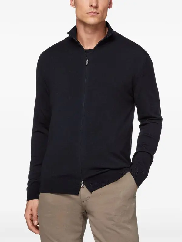Boggi Milano Merino Wool Zip Cardigan