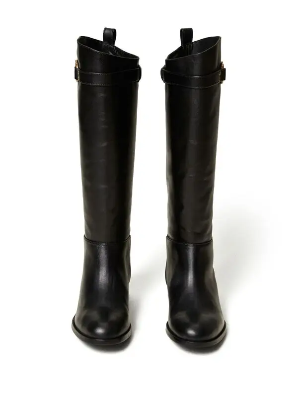 TWINSET Oval T Leather Knee High Boots