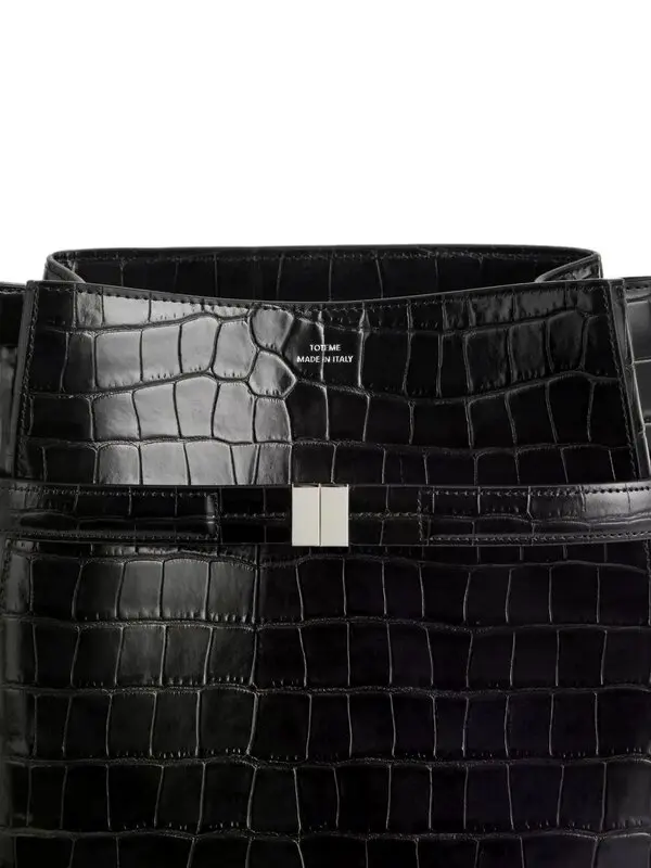 TOTEME Croc-embossed Bucket Bag - Black