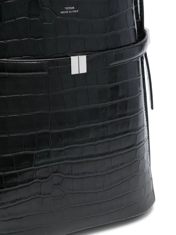 TOTEME Croc-embossed Bucket Bag - Black