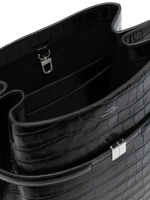 TOTEME Croc-embossed Bucket Bag - Black