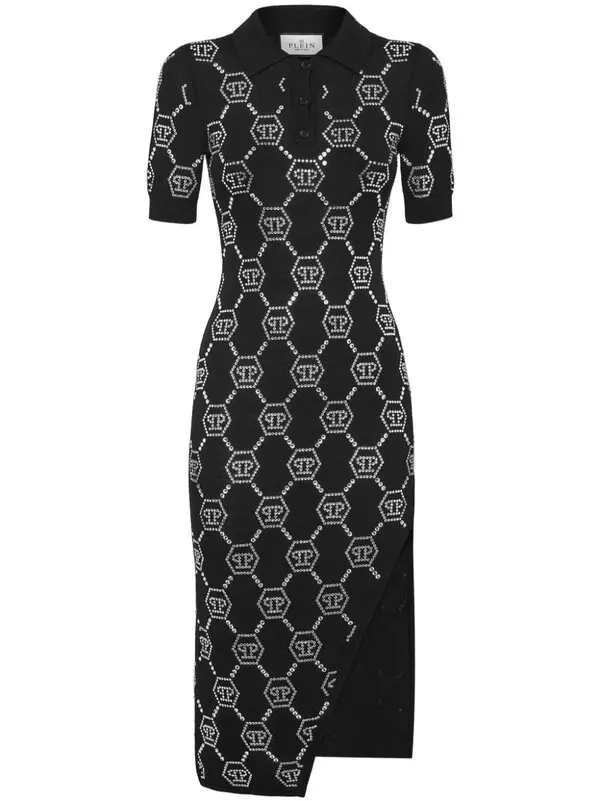 Philipp Plein Monogram Polo Dress - Black