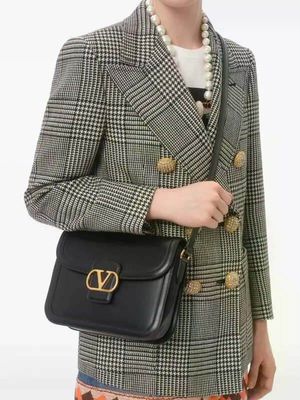 Valentino Garavani 9to5 Leather Shoulder Bag - Black