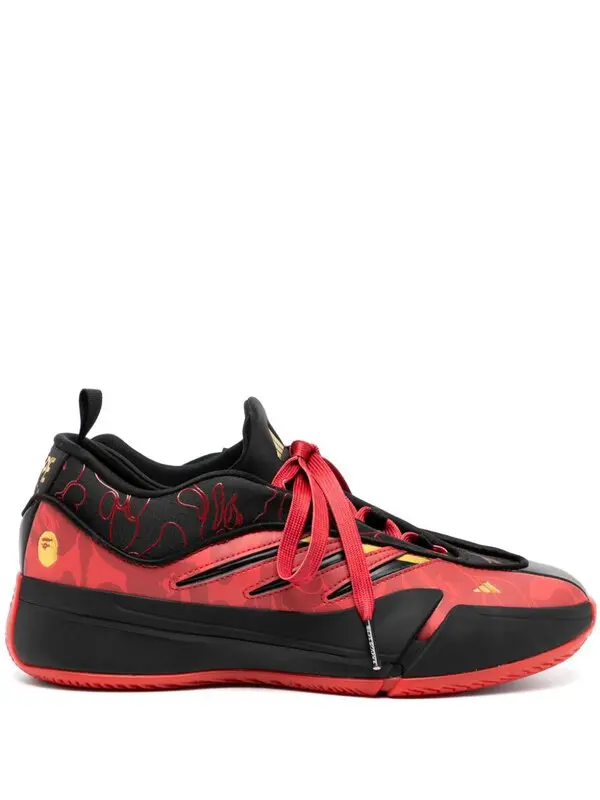 Adidas Dame Bape Black Scarlet Sneakers - Better Scarlet/core Black/gold Met.