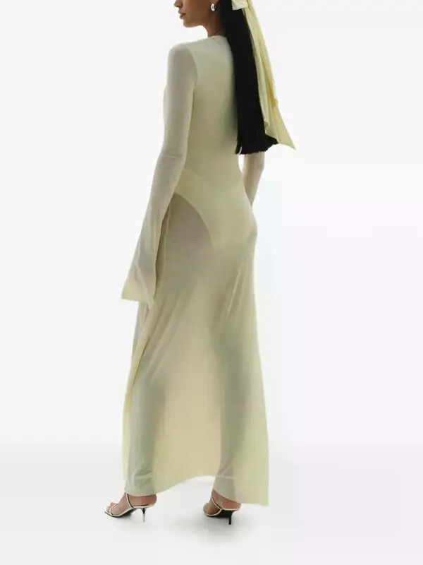 MANURI Draped Long-sleeve Dress - Yellow