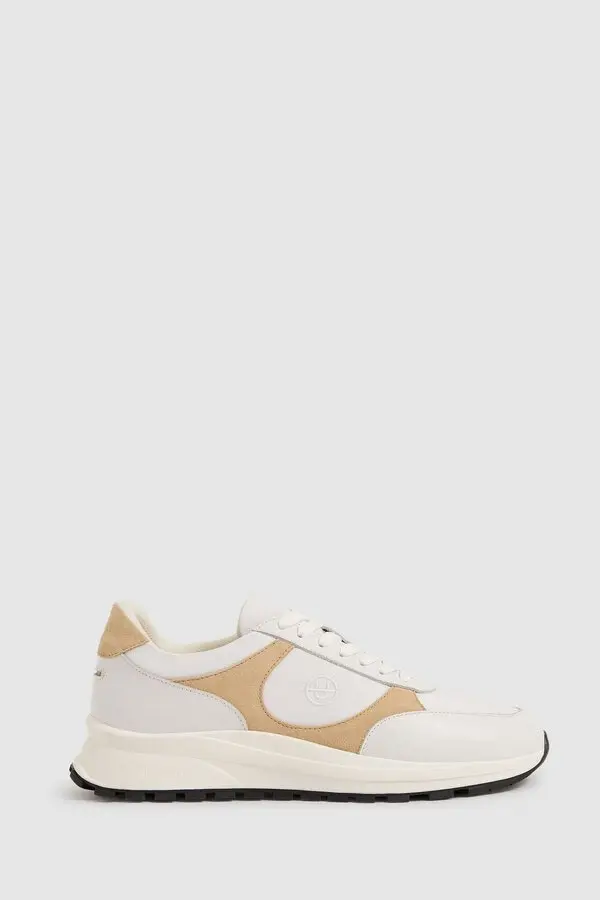 UNSEEN Plemont Leather And Suede Trainers - White/taupe
