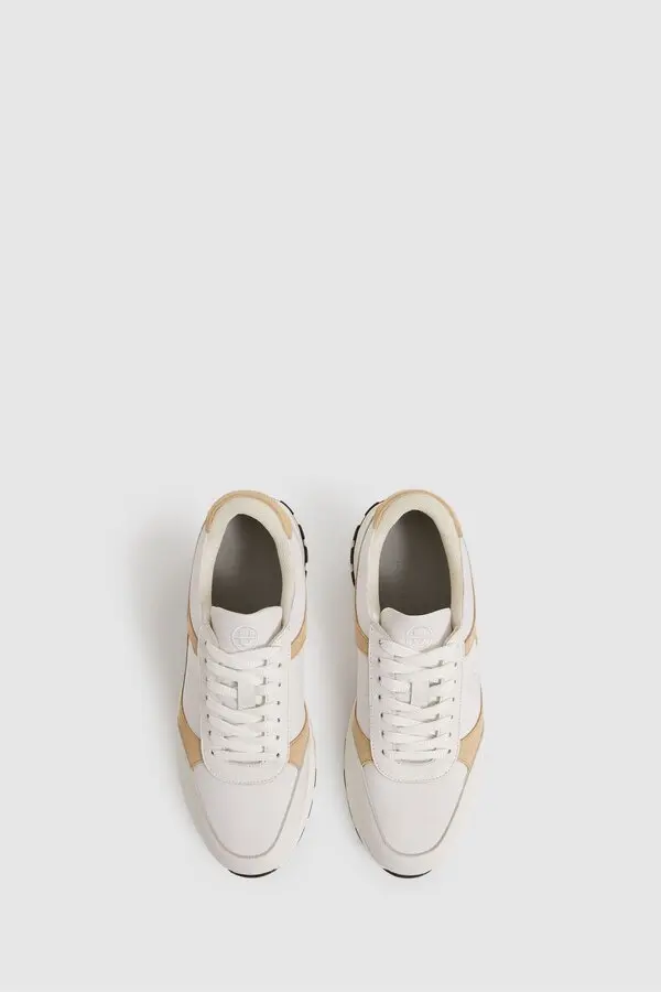 UNSEEN Plemont Leather And Suede Trainers - White/taupe