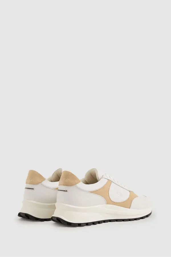UNSEEN Plemont Leather And Suede Trainers - White/taupe