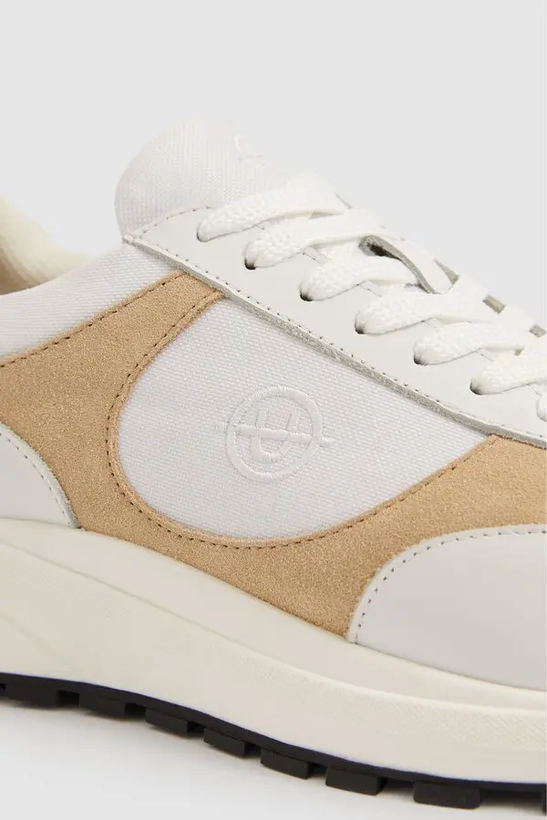 UNSEEN Plemont Leather And Suede Trainers - White/taupe