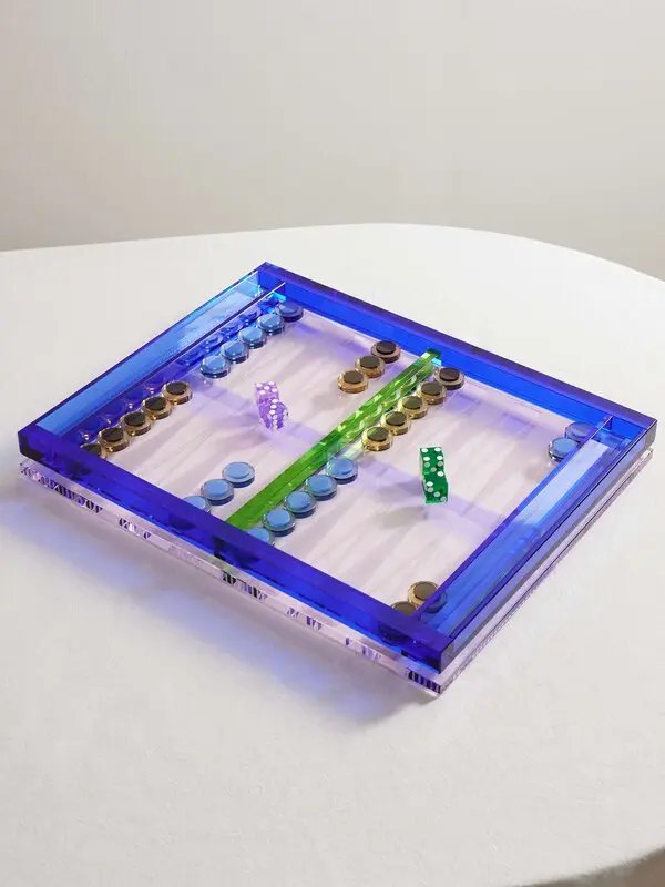 REFLECTIONS COPENHAGEN Crystal Backgammon Set - Bright Blue