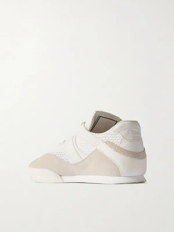 Chloé Kick Suede, Mesh, And Leather Sneakers - Neutrals