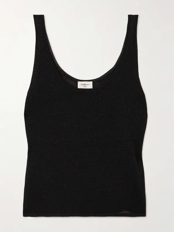 Saint Laurent Metallic Knitted Tank - Black