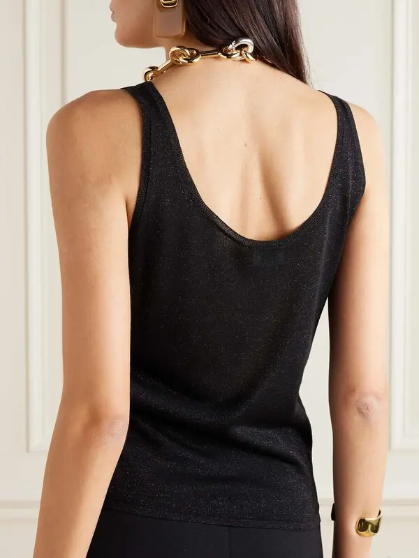 Saint Laurent Metallic Knitted Tank - Black